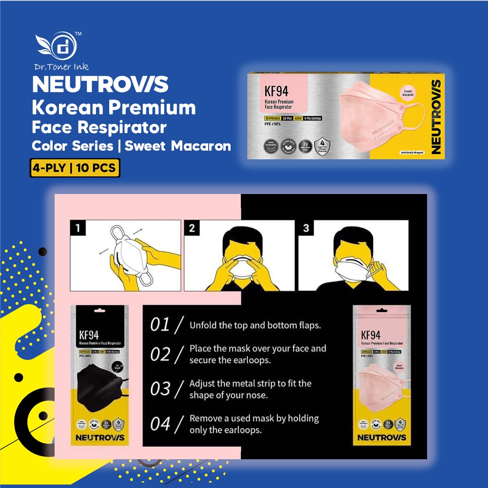 KF94 Pink Sweet Macaron Neutrovis Korean Premium Face Respirator 4PLY ...